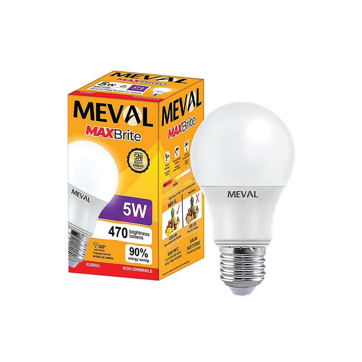Lampu Kuning LED Bulb Meval Maxbrite XB1 05B 5 Watt - OSCARLIVING!