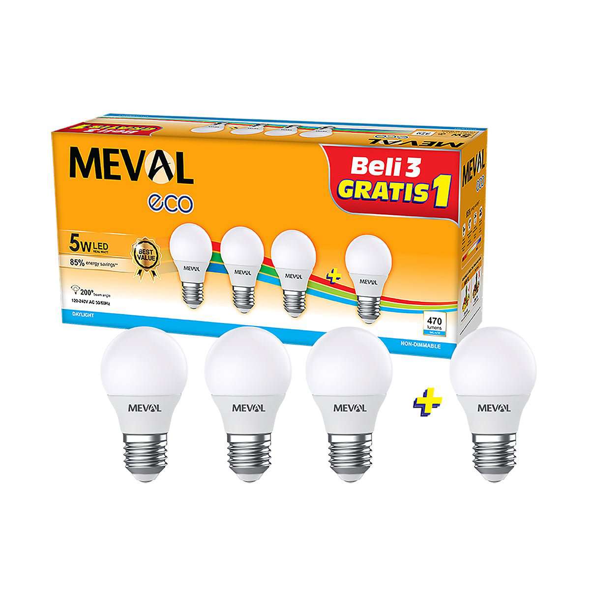 Lampu Putih LED Meval Eco Value EB4 05A 5 Watt Isi 4 - OSCARLIVING!
